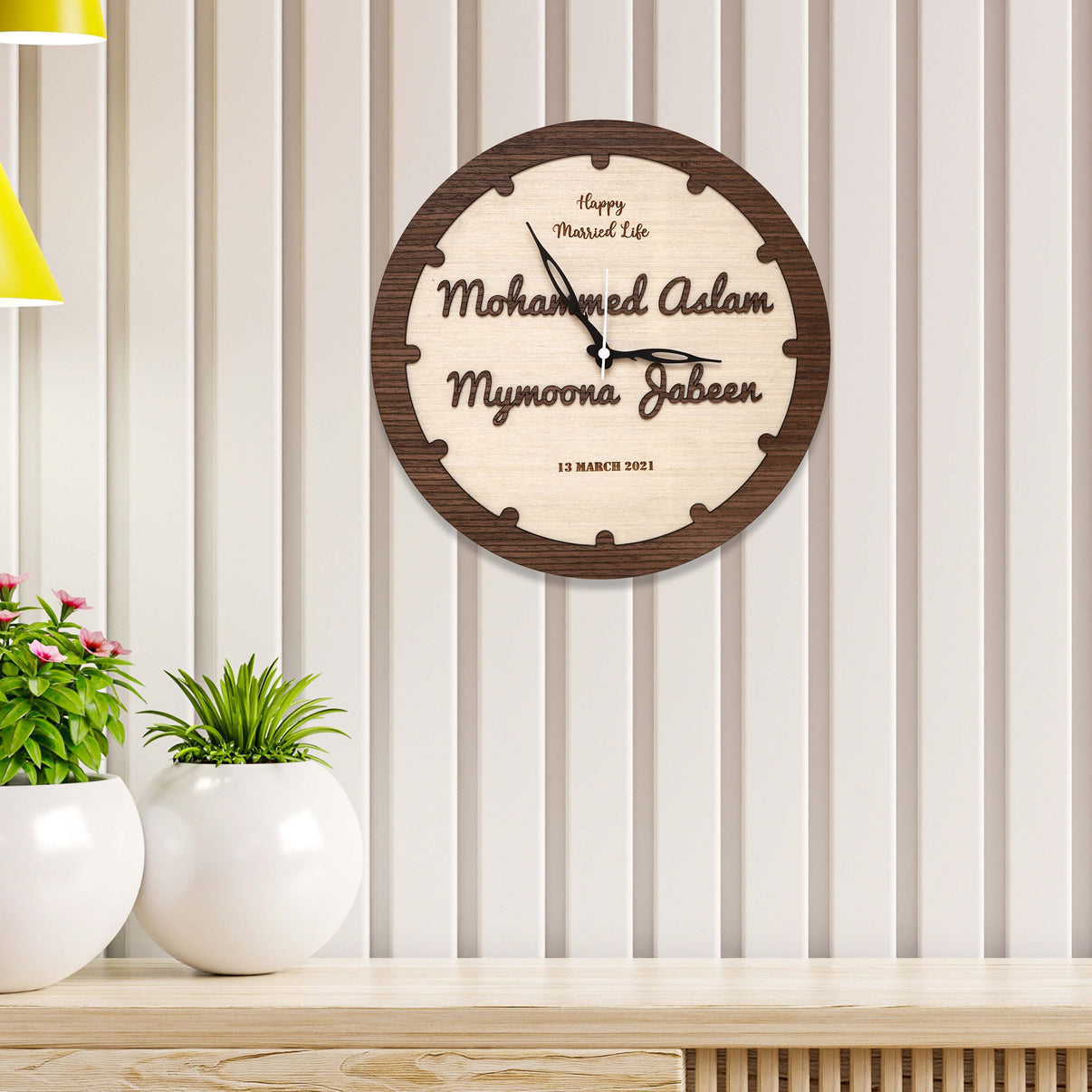 Wooden Letter Cut Round Clock – Picloon