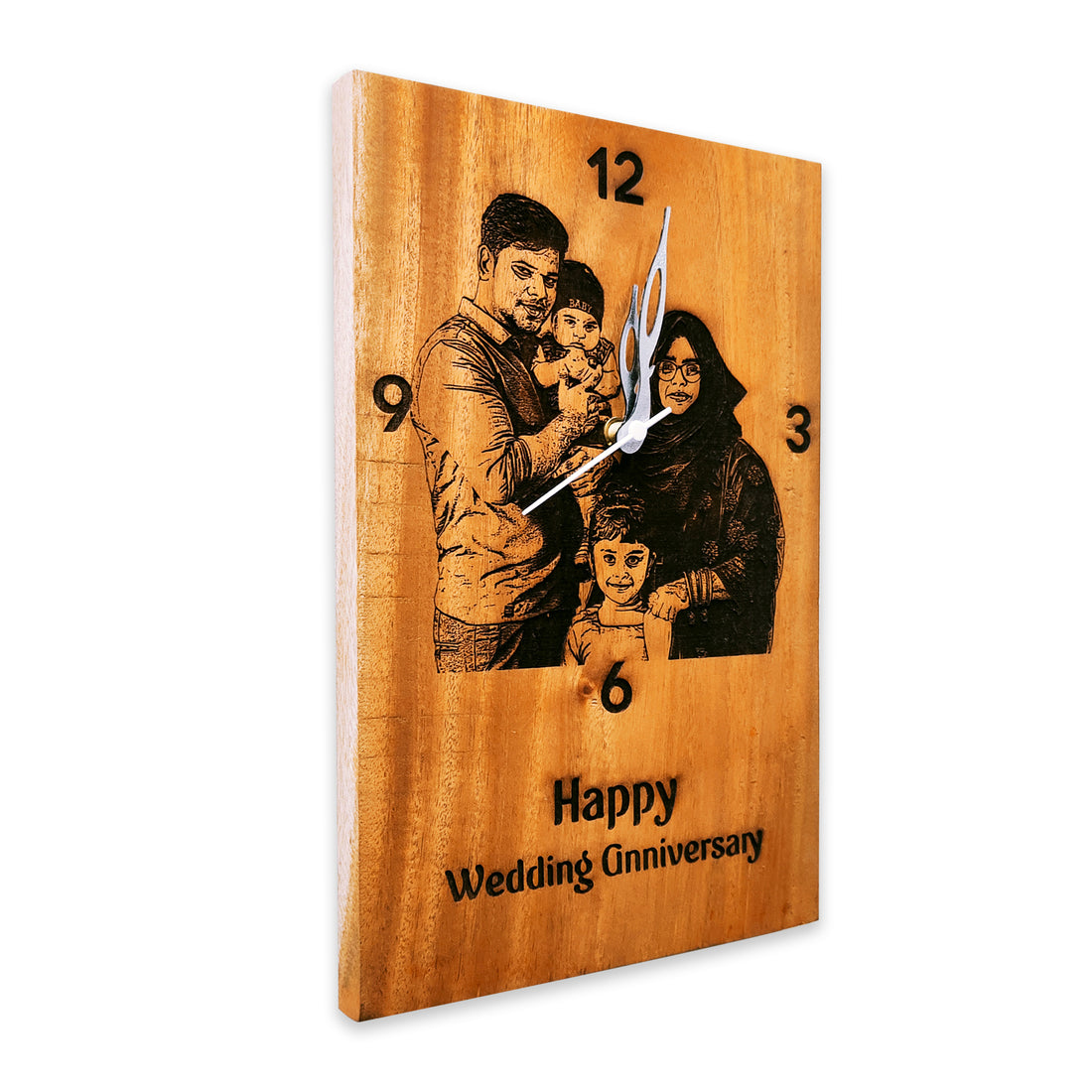 Personalized Photo Engraved Wooden Wall Clock – Picloon