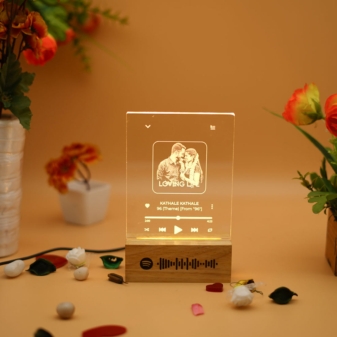 Spotify 3D Night Lamp with Wooden Base – Picloon