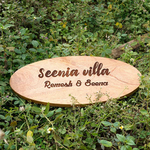 Wooden House Name Board Oval Shape – Picloon